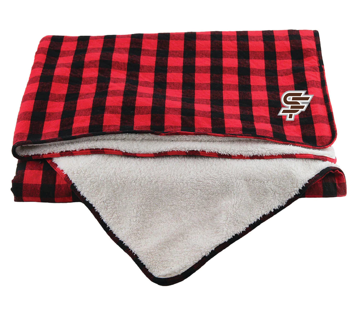 Blanket, Flannel/Sherpa- Charcoal/ Black Plaid or Red/Black Plaid ...
